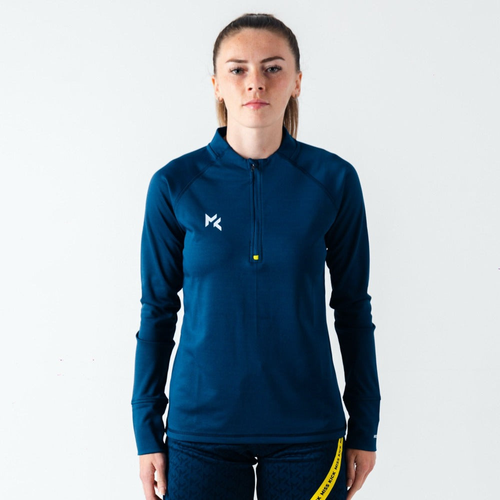 Women's Football 1/4 Zip Training Top Blue – MISS KICK